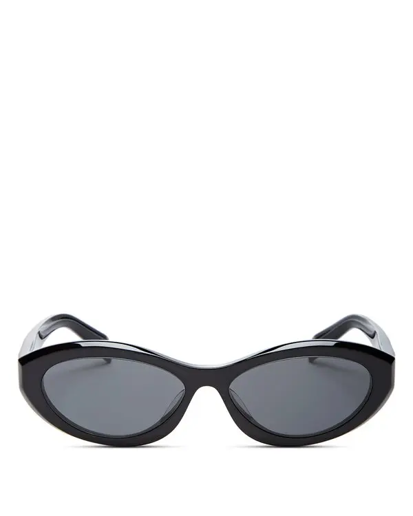 Prada Symbole Oval Sunglasses - Black/Gray Solid | Editorialist